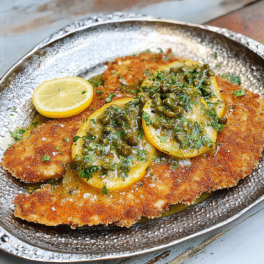 Crispy Pan-Fried Pork Schnitzel with Zesty Lemon Caper Sauce ...